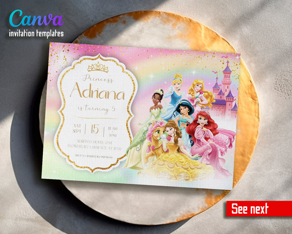 Disney Princess customizable invite template | instant download | Shar ...