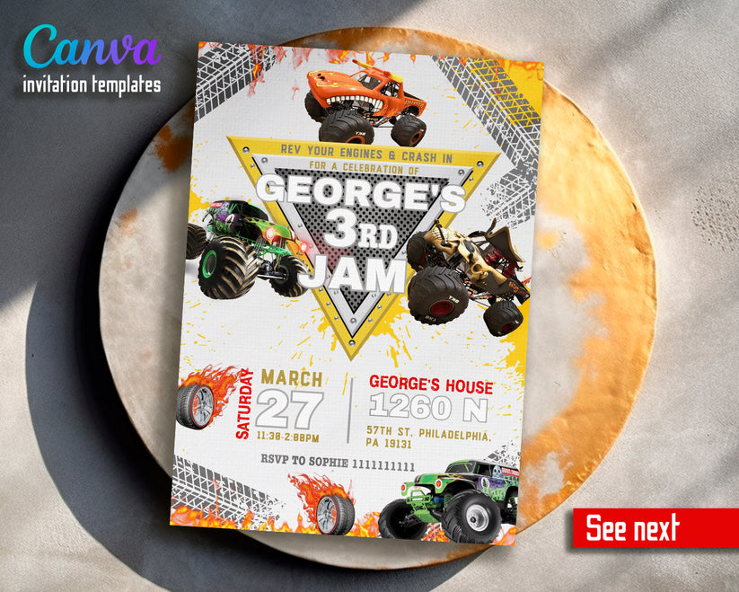 Monster Jam customizable invite template boy | instant download | Share ...