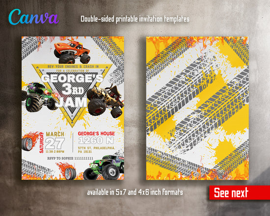 Monster Jam customizable invite template boy | instant download | Share ...