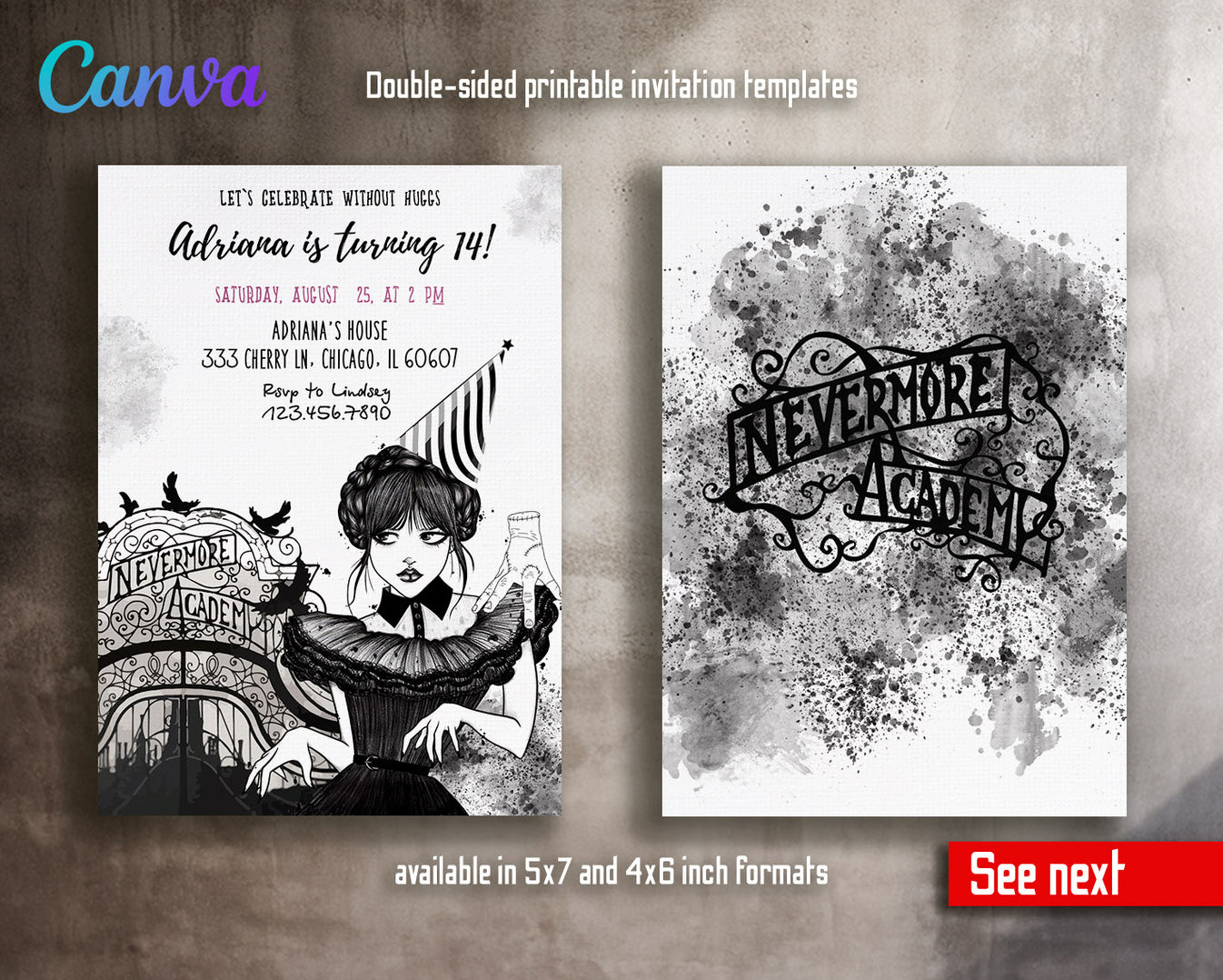 Wednesday Addams customizable invitation template | Share or Print | g ...