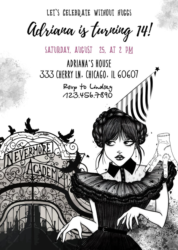 Wednesday Addams customizable invitation template | Share or Print | g ...